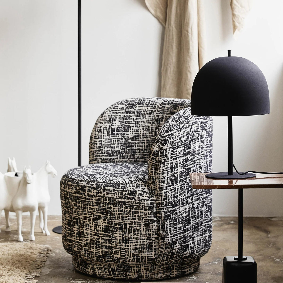 Salt + Pepper Matt Black Globe Lamp - stoneandbeige